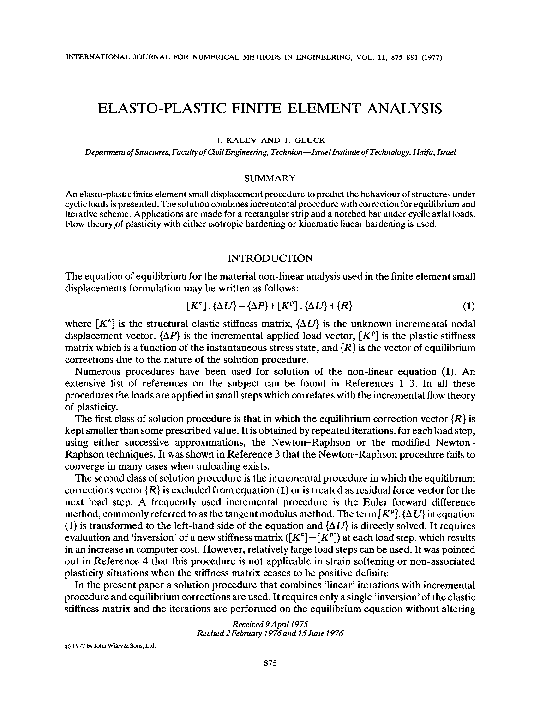 (PDF) Elasto-plastic finite element analysis