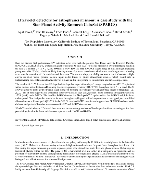 (PDF) Ultraviolet detectors for astrophysics missions: a case study ...