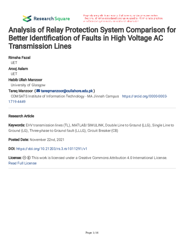 (PDF) Analysis of Relay Protection System Comparison for Better ...
