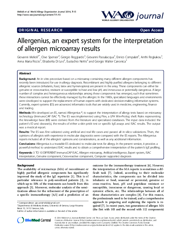 (PDF) Allergenius, an expert system for the interpretation of allergen ...