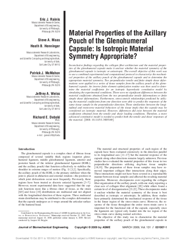 (PDF) Material Properties of the Axillary Pouch of the Glenohumeral ...