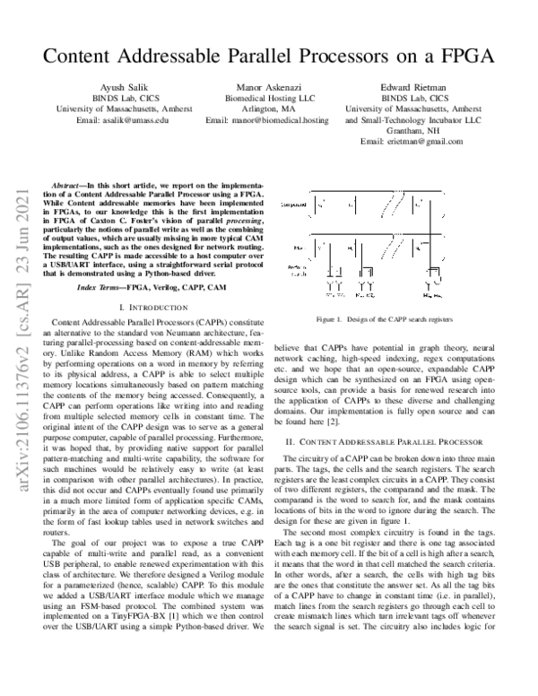 (PDF) Content Addressable Parallel Processors on a FPGA | Edward Rietman - Academia.edu