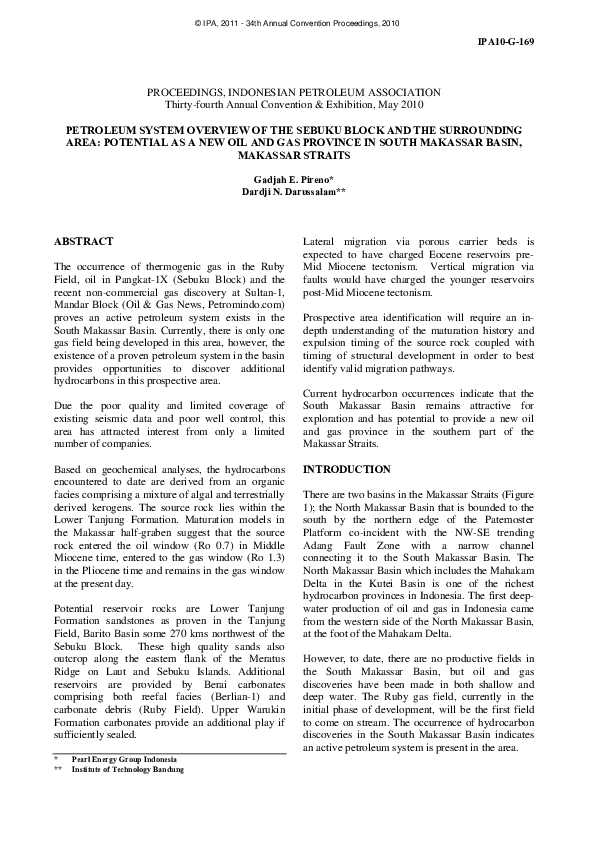 (PDF) Petroleum system overview of the Sebuku block and the surrounding ...