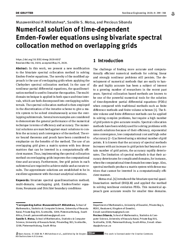 (PDF) Numerical solution of time-dependent Emden-Fowler equations using bivariate spectral ...