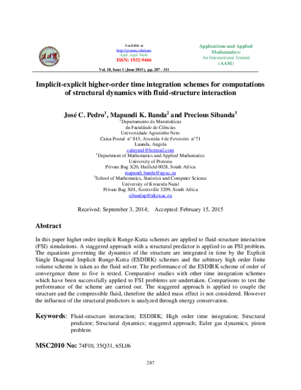 Pdf Implicit Explicit Higher Order Time Integration Schemes For Computations Of Structural 3014