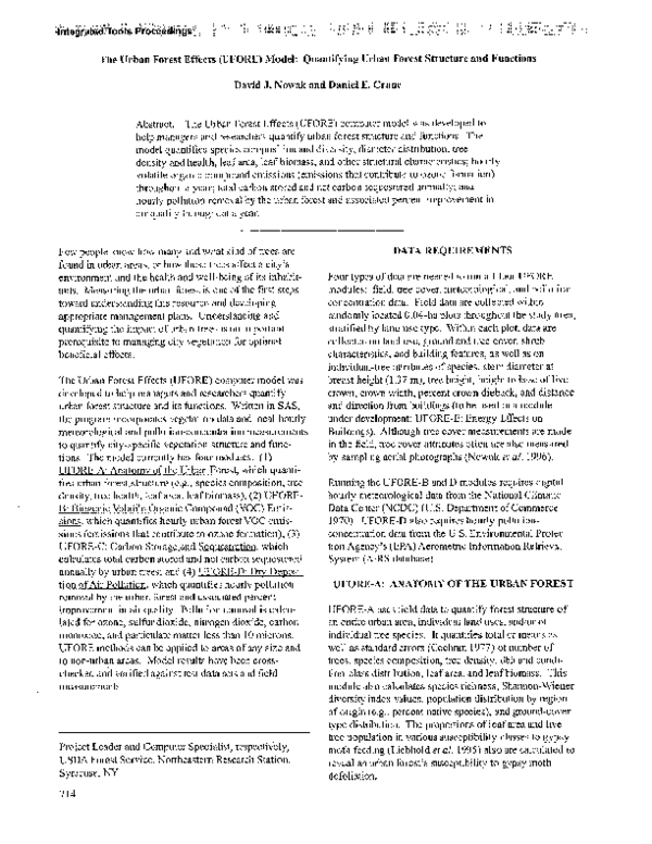 (PDF) The Urban Forest Effects (UFORE) Model: quantifying urban forest structure and functions