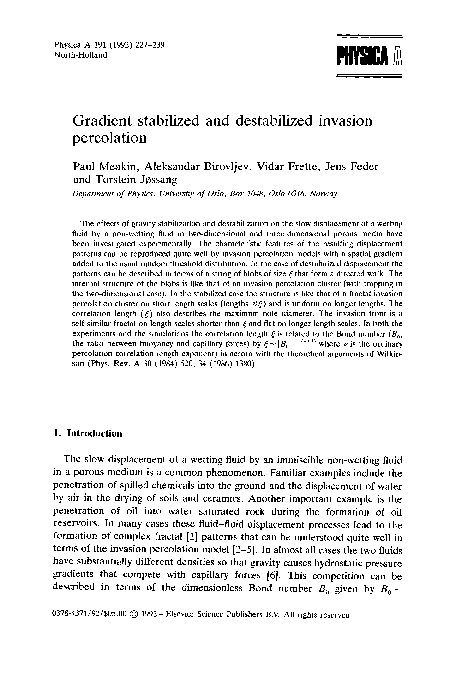 (PDF) Gradient stabilized and destabilized invasion percolation