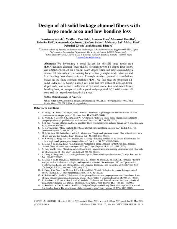 (PDF) Design of all-solid leakage channel fibers with large mode area and low bending loss