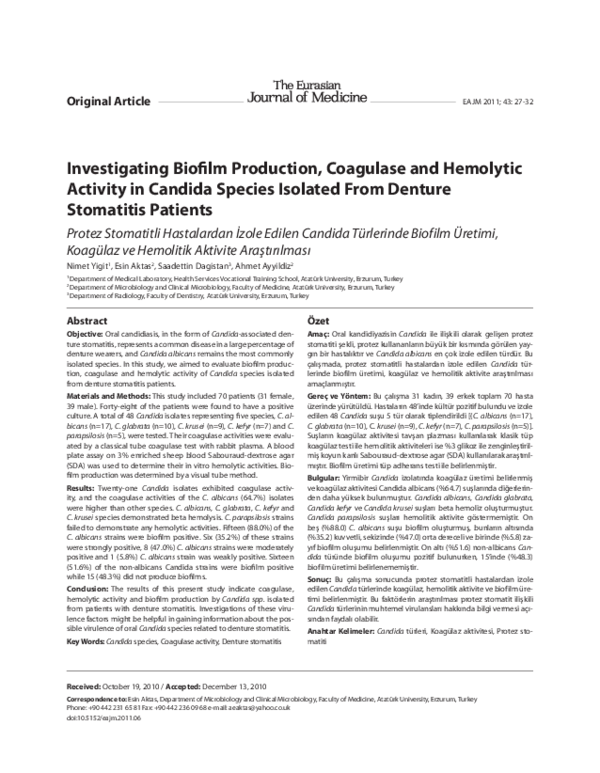 (PDF) Investigating Biofilm Production, Coagulase and Hemolytic Activity in Candida Species ...