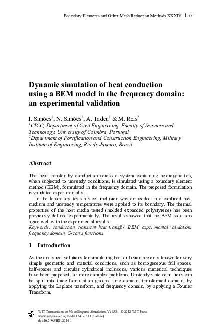 (PDF) Dynamic simulation of heat conduction using a BEM model in the frequency domain: an ...