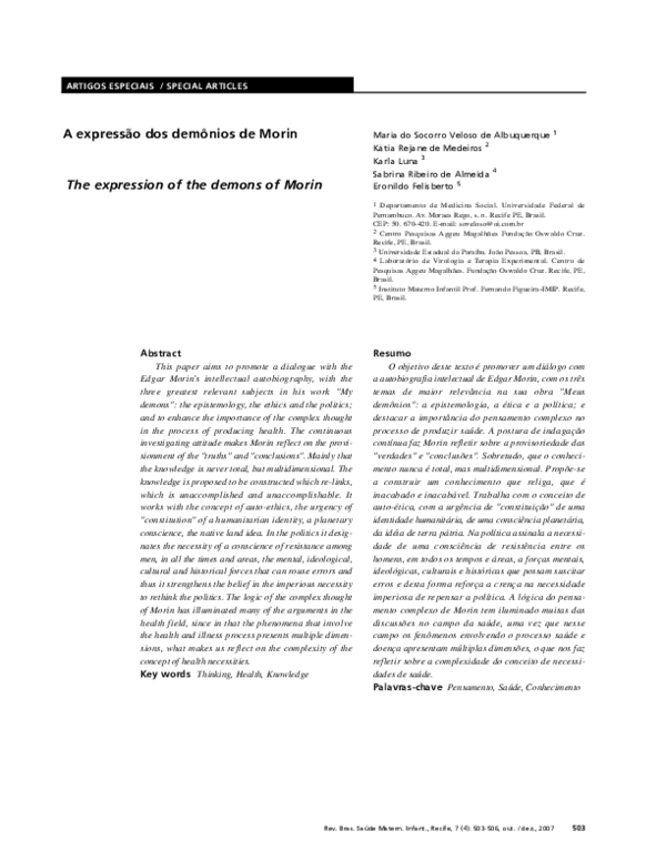 (PDF) A expressão dos demônios de Morin