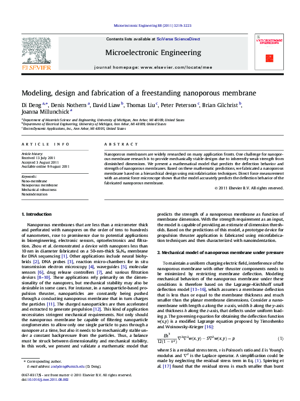 (PDF) Modeling, design and fabrication of a freestanding nanoporous ...