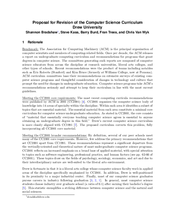 (PDF) Proposal for Revision of the Computer Science Curriculum Drew ...