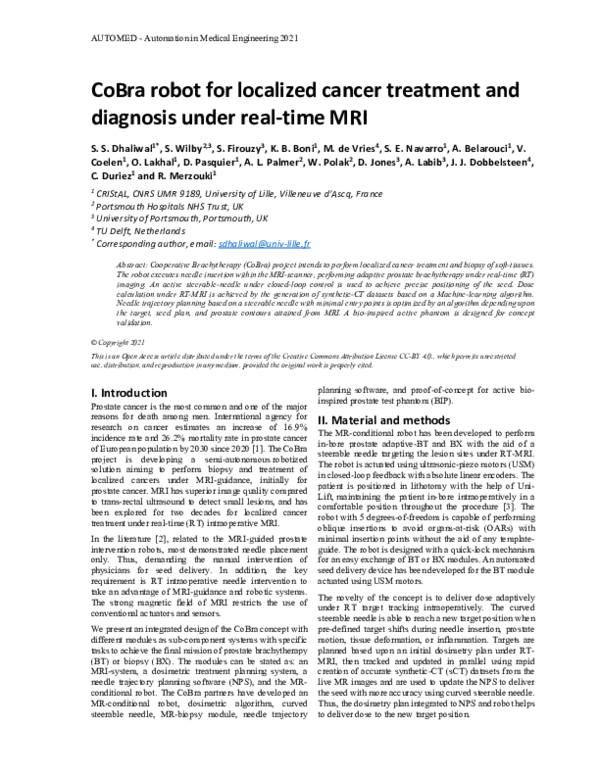 (PDF) CoBra robot for localized cancer treatment and diagnosis under ...