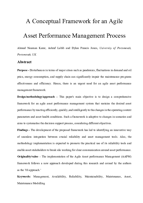(PDF) A conceptual framework for an agile asset performance management ...