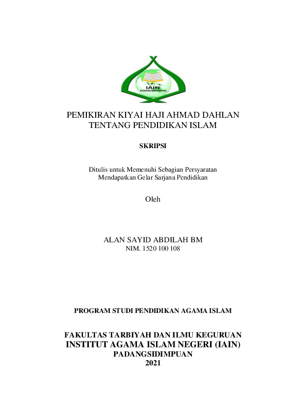 (PDF) Pemikiran Kiyai Haji Ahmad Dahlan tentang pendidikan Islam | Sayid Abdilah - Academia.edu