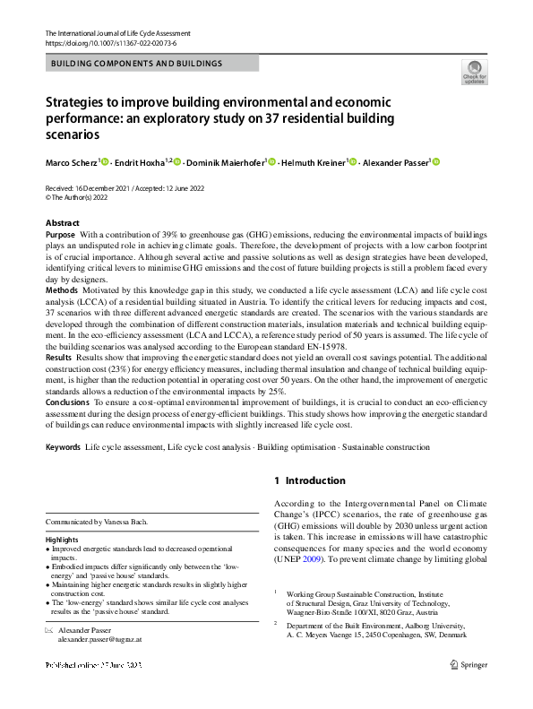 (PDF) Strategies to improve building environmental and economic ...