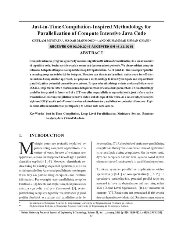 (PDF) Just-in-Time Compilation-Inspired Methodology for Parallelization of Compute Intensive ...