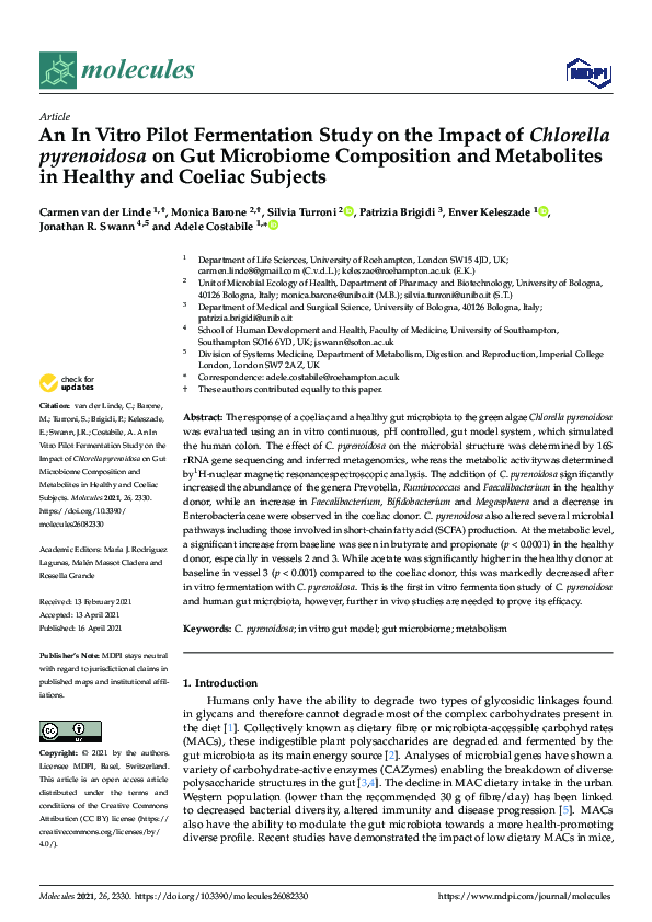(PDF) An In Vitro Pilot Fermentation Study on the Impact of Chlorella ...