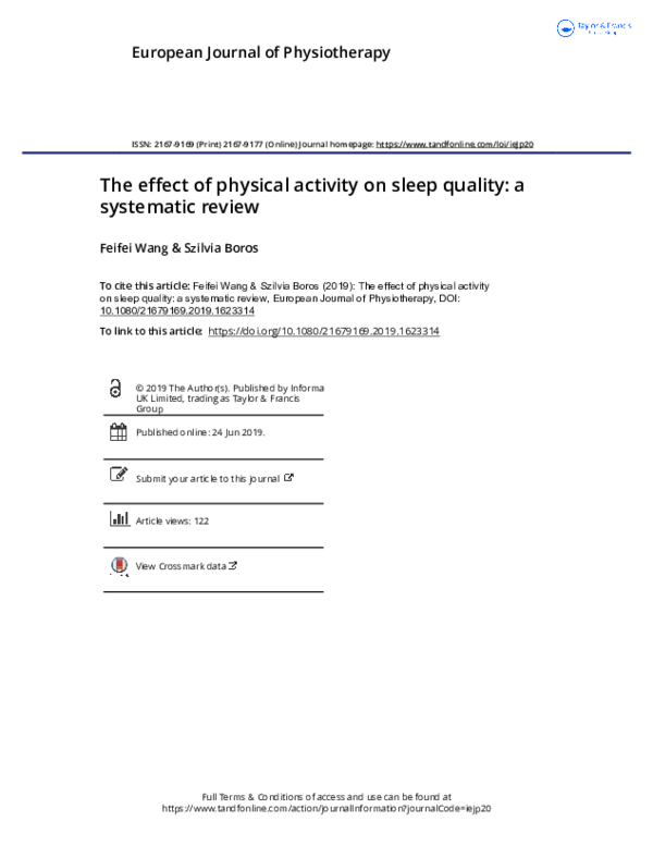 (PDF) The effect of physical activity on sleep quality: a systematic review