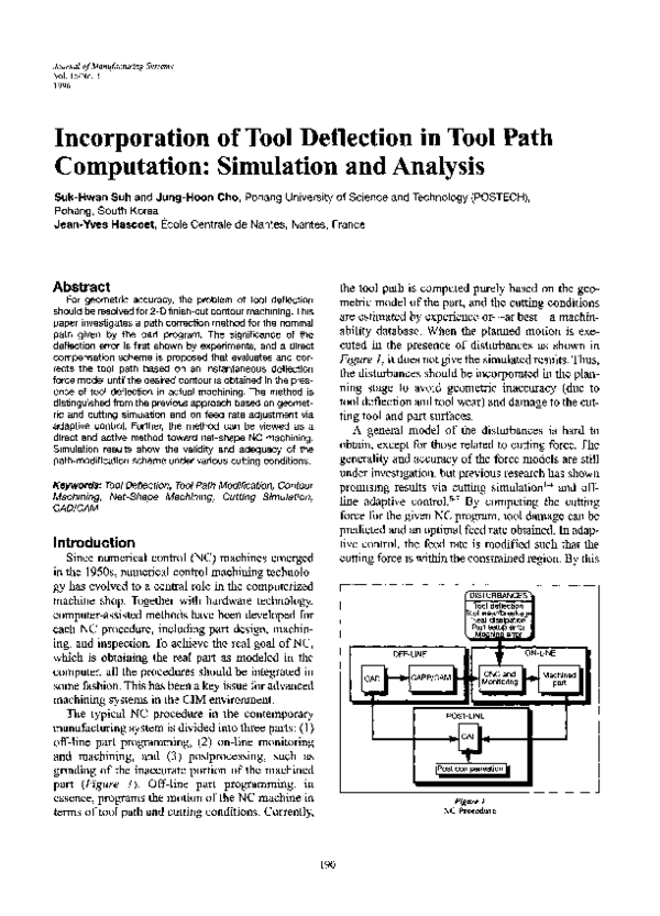(PDF) Incorporation of tool deflection in tool path computation: Simulation and analysis