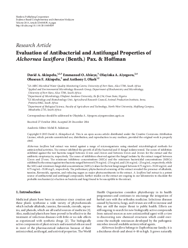 (PDF) Research Article Evaluation of Antibacterial and Antifungal ...