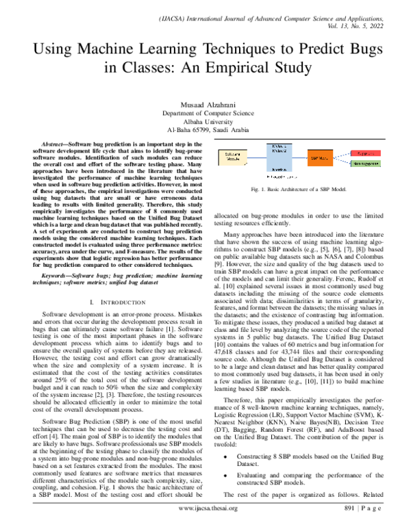 (PDF) Using Machine Learning Techniques to Predict Bugs in Classes: An ...