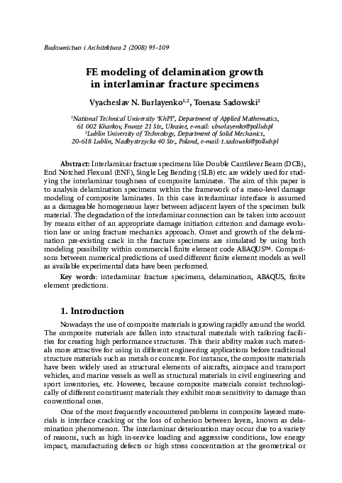 (PDF) FE modeling of delamination growth in interlaminar fracture specimens