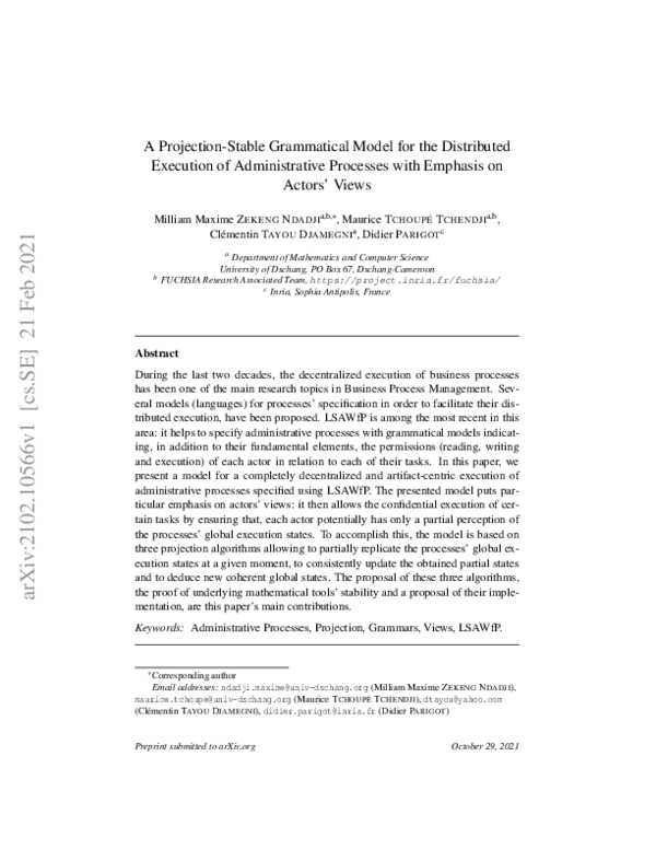 (PDF) A projection-stable grammatical model for the distributed execution of administrative ...