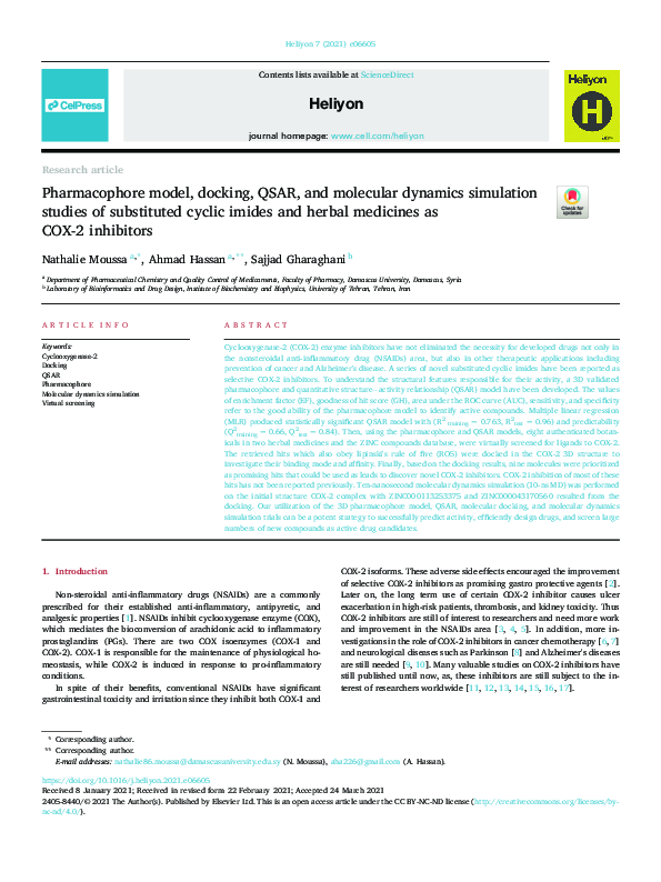 (PDF) Pharmacophore model, docking, QSAR, and molecular dynamics ...