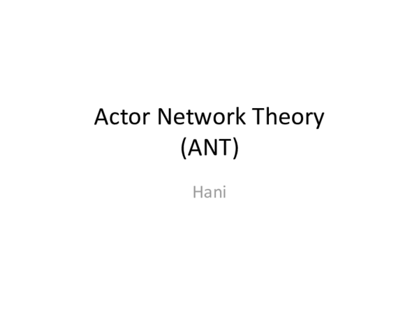 (PDF) Actor-Network Theory