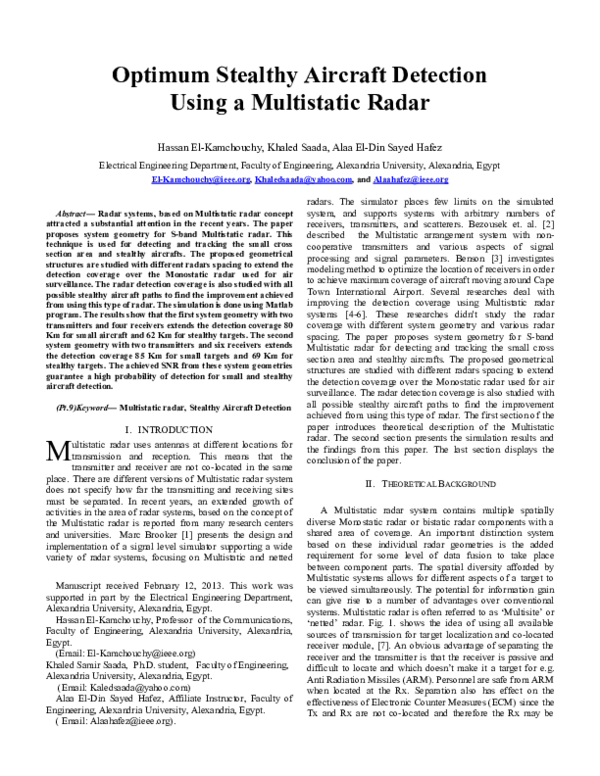 (PDF) Optimum stealthy aircraft detection using a multistatic radar