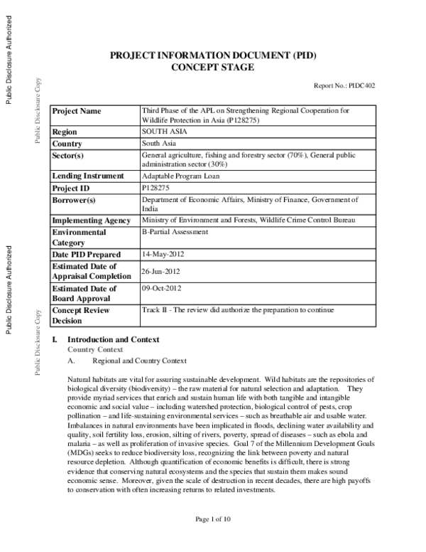 (PDF) Project Information Document (Concept Stage) - Third Phase of the ...
