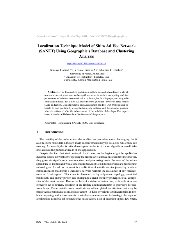 (PDF) Localization Technique Model of Ships Ad Hoc Network (SANET ...