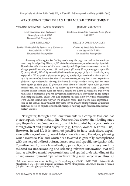 (PDF) Wayfinding Through An Unfamiliar Environment