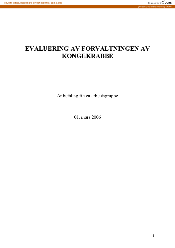 (PDF) Evaluering av forvaltningen av kongekrabbe