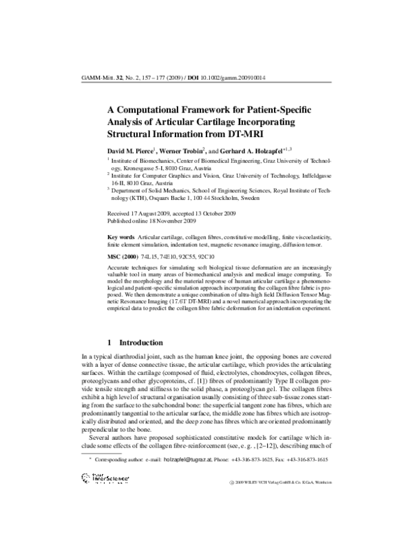 (PDF) A Computational Framework for Patient-Specific Analysis of Articular Cartilage ...