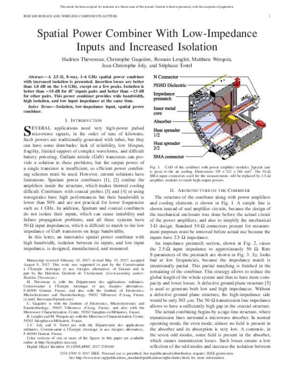 (PDF) Spatial Power Combiner With Low-Impedance Inputs and Increased ...