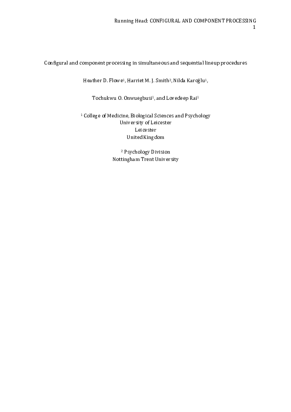 (PDF) Configural and component processing in simultaneous and ...