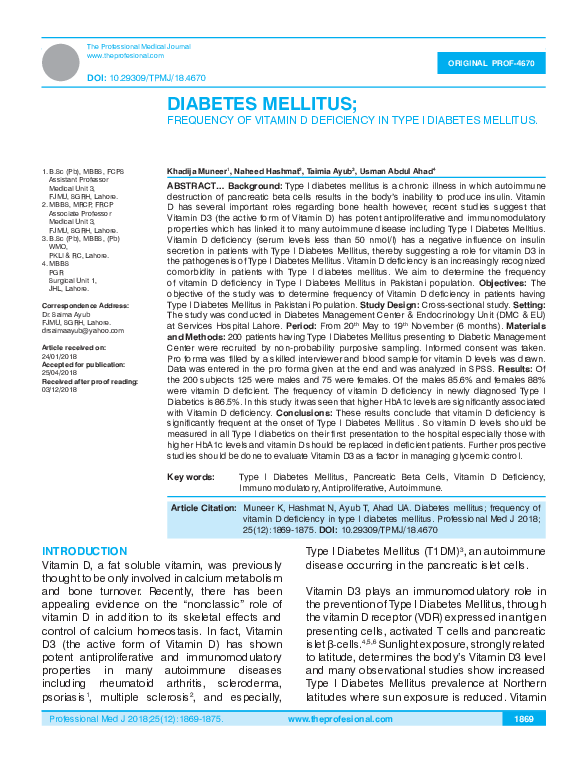 (PDF) Diabetes Mellitus