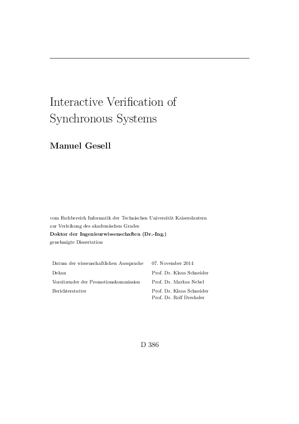 (PDF) Interactive verification of synchronous systems