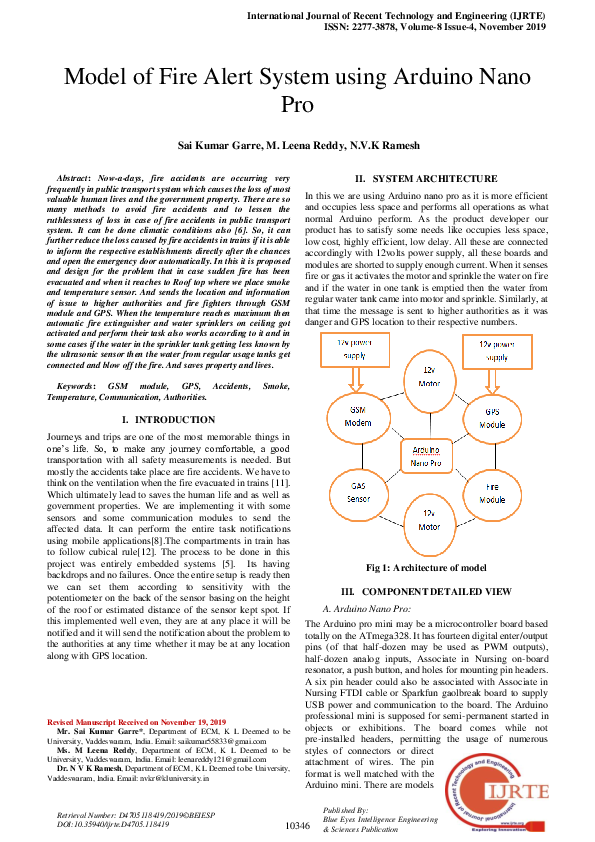 (PDF) Model of Fire Alert System using Arduino Nano Pro