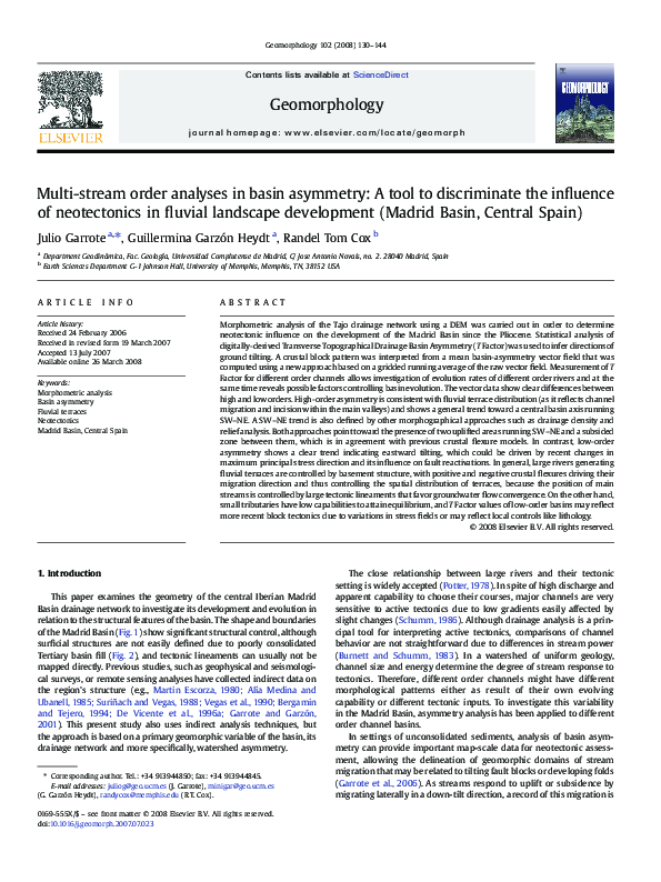 (PDF) Multi-stream order analyses in basin asymmetry: A tool to ...