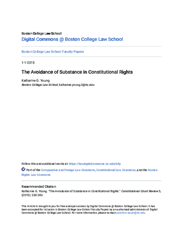 (PDF) The Avoidance of Substance in Constitutional Rights | Katharine ...