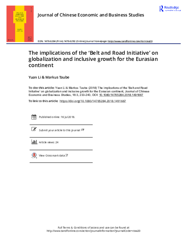 (PDF) The implications of the ‘Belt and Road Initiative’ on ...