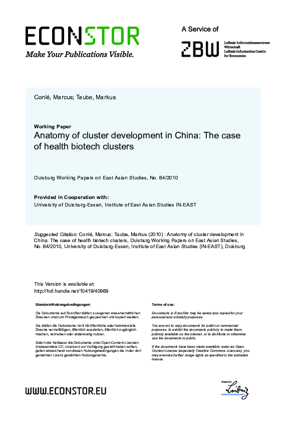 (PDF) Anatomy of cluster development in China: the case of Health ...
