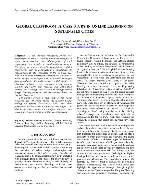 (PDF) Global Classroom: A Case Study in Online Learning on Sustainable ...