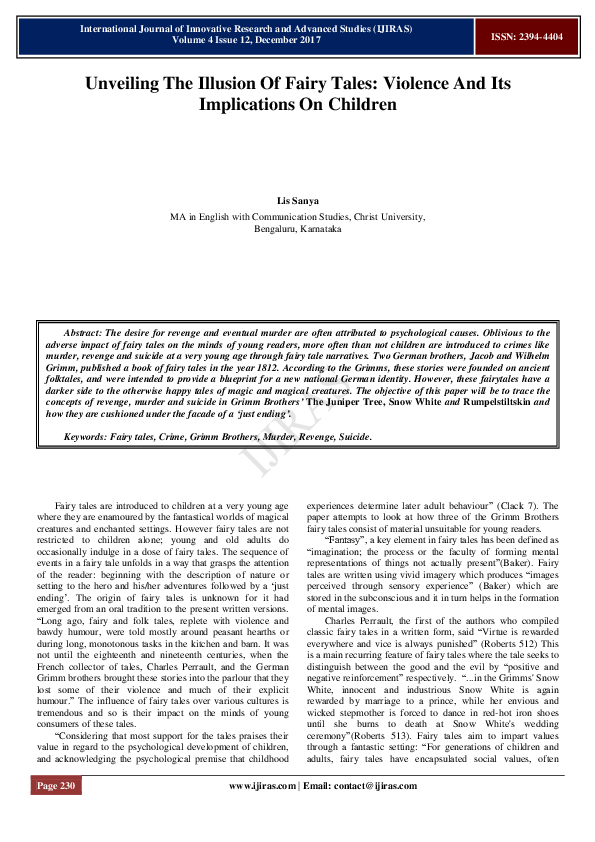 (PDF) Unveiling The Illusion Of Fairy Tales: Violence And Its ...