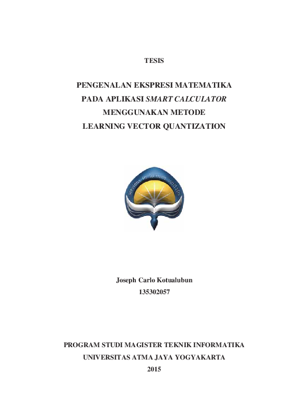 Pdf Pengenalan Ekspresi Matematika Pada Aplikasi Smart Calculator Menggunakan Metode Learning