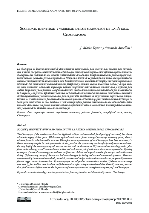 (PDF) Sociedad, identidad y variedad de los mausoleos de La Petaca ...